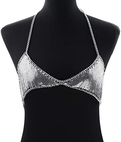 Mesh Body Chain Bra Bikini Metal Bra Chain Beach Party Silver Price