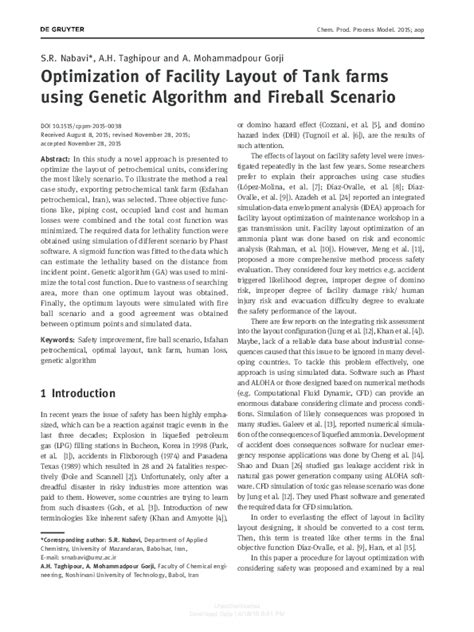 pdf optimization of facility layout of tank farms using genetic