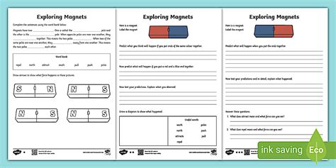 Lower Ability Exploring Magnets Differentiated Worksheets