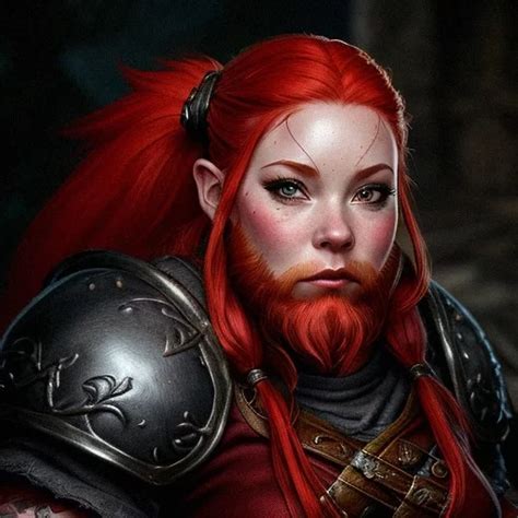 Female Dwarf Fighter With Red Beard Free Ai Art Generator