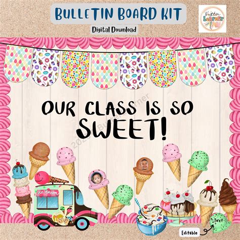 Ice Cream Truck Summer Bulletin Board Kit Editable Classroom Decor