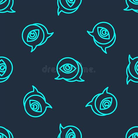 Green Line Eye Scan Icon Isolated Seamless Pattern On Blue Background Scanning Eye Security