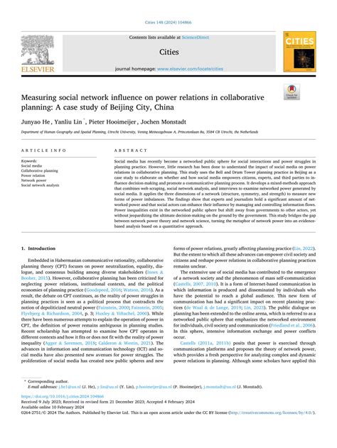 Pdf Measuring Social Network Influence On Power Relations In Collaborative Planning A Case