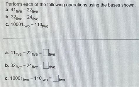 Solved Perform Each Of The Following Operations Using The