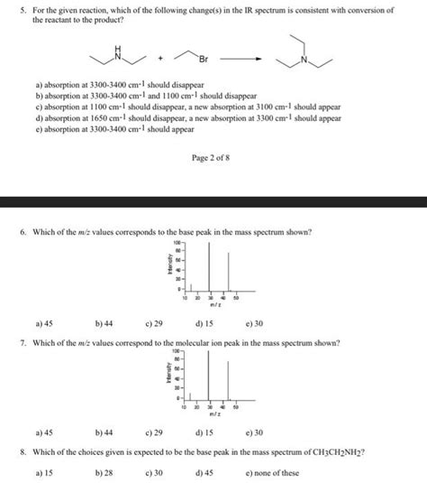 Solved 5 For The Given Reaction Which Of The Following