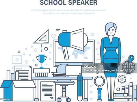 학교 스피커 개념입니다 훈련 교육입니다 교실에서 수업에 대 한 가르침 가정의 방에 대한 스톡 벡터 아트 및 기타 이미지 가정의 방 강사 개념 Istock