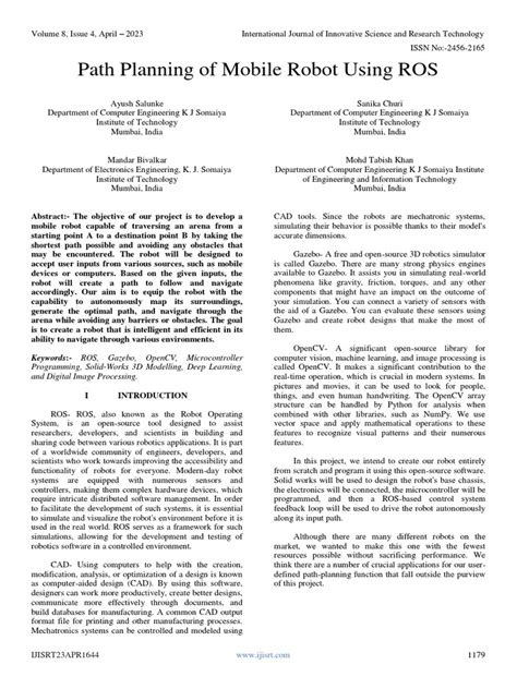 Path Planning Of Mobile Robot Using Ros Pdf Simulation Robot