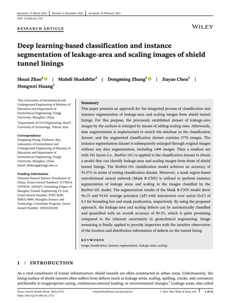 Pdf Deep Learning‐based Classification And Instance Segmentation Of Leakage‐area And Scaling