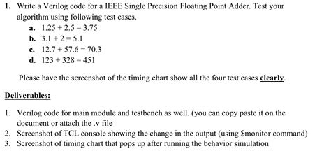 1 Write A Verilog Code For A Ieee Single Precision
