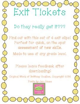 FREEBIE Exit Tickets For Grades By Brittany Nelson TpT