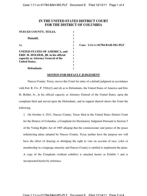 Doc 8 Motion For Default Judgment And Default Judgment