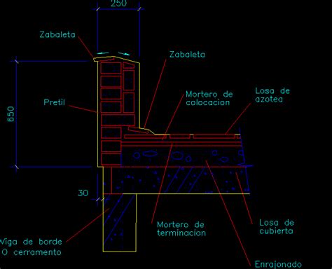 Planos De Detalle Pretil Con Soladura En Cortes Con Detalles