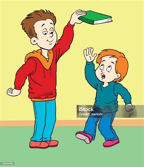 Cartoon Older Brother With His Younger Brother Stock Illustration