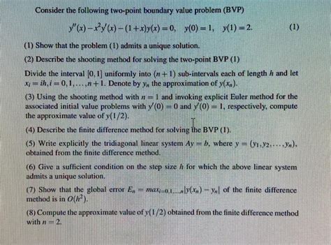 Solved Consider The Following Two Point Boundary Value