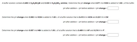 solved a buffer solution contains 0 450 m c6h5nh3br and