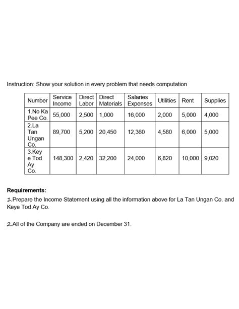 Solved Instruction Show Your Solution In Every Problem That Needs Course Hero