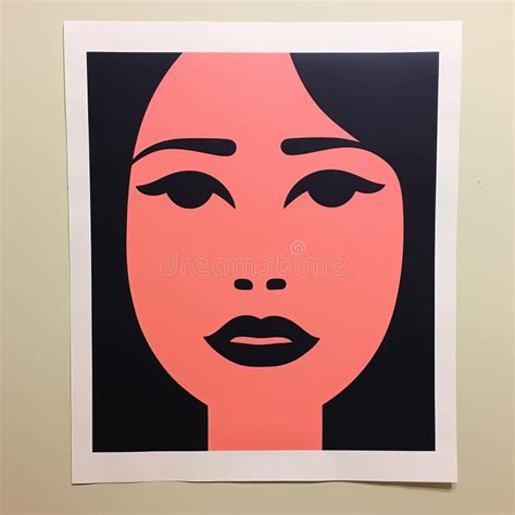 Minimalist Screenprint Illustration Of Female Figure In Riso Print