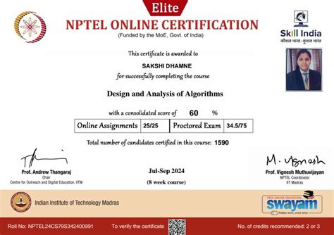 Sakshi Dhamne On Linkedin Nptel Algorithms Computerscience Learning Problemsolving