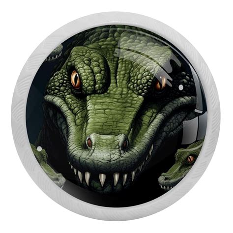 Crocodile Pattern 4pcs Cabinet Knobs Pulls Fluorescent Drawer Handle