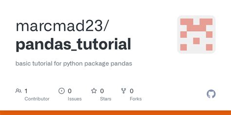 Github Marcmad23pandastutorial Basic Tutorial For Python Package Pandas