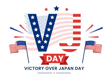 Vj Victory Over Japan Day Celebrate Vector Illustration With United