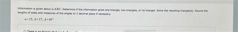 Solved Information Is Given About ABC Determine If The Chegg Com