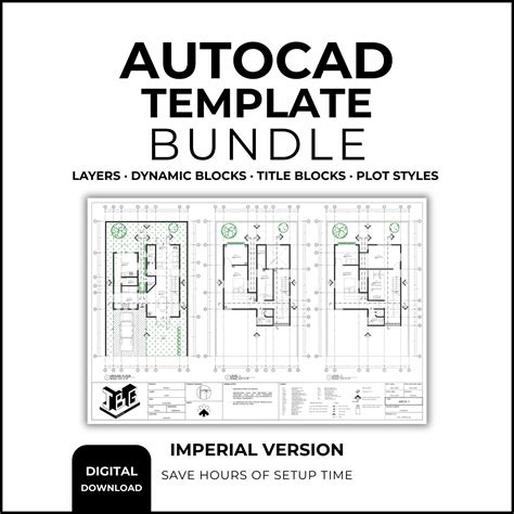 Professional Autocad Templates Complete Imperial System Bundle Etsy