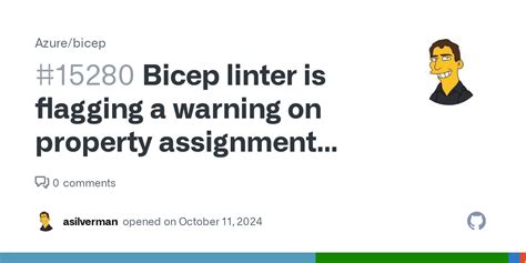 bicep linter is flagging a warning on property assignment when it