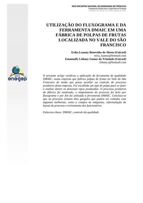 pdf utilizaÇÃo do fluxograma e da ferramenta dmaic em uma · de