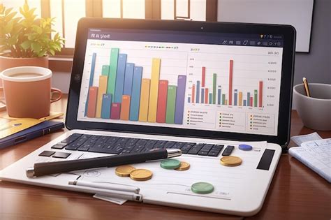 Premium Ai Image 3d Financial Report Chart Data Analysis And Web Development Concept Tablet