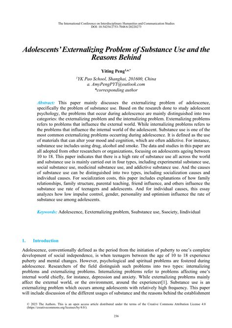 Pdf Adolescents Externalizing Problem Of Substance Use And The Reasons Behind