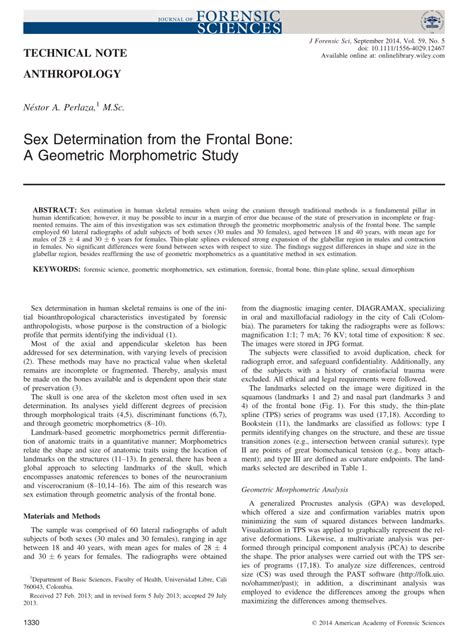 Pdf Sex Determination From The Frontal Bone A Geometric Morphometric