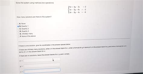 solved solve the system using matrices row