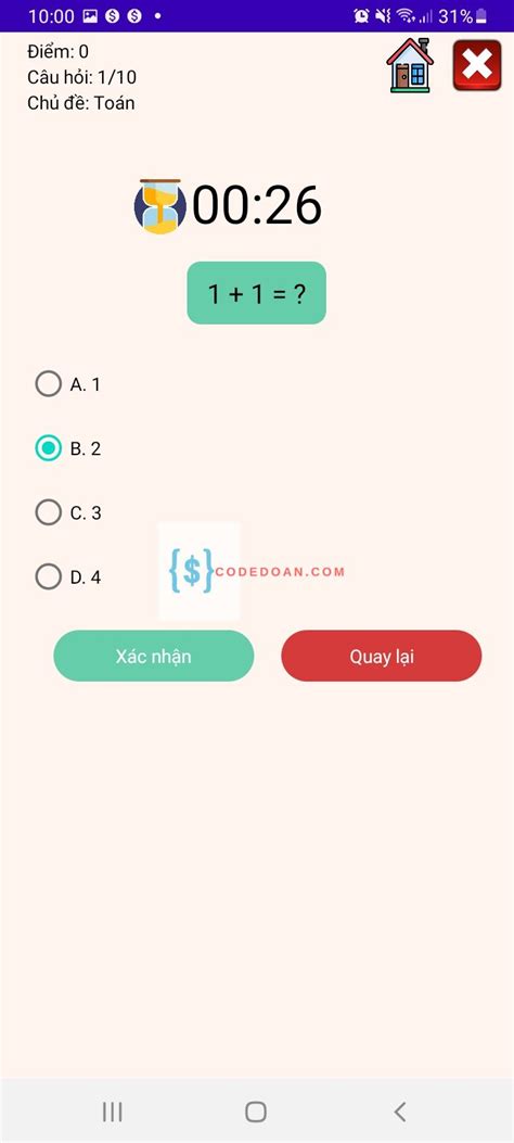 App Android Quiz Thi Trắc Nghiệm Full Chức Năng Sử Dụng Java Csdl Sqlite Sàn Giao Dịch Source