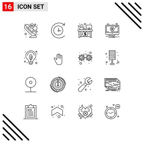 16 User Interface Outline Pack Of Modern Signs And Symbols Of Bulb Green Finance Energy