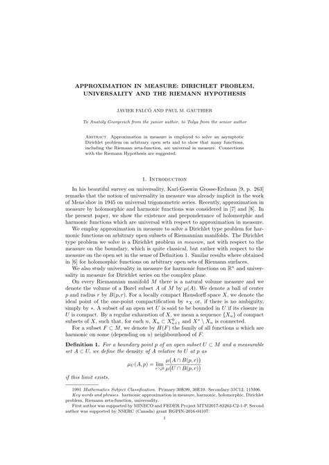 Pdf Approximation In Measure Dirichlet Problem Universality And The