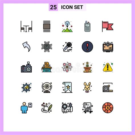 Modern Set Of 25 Filled Line Flat Colors And Symbols Such As Arrow