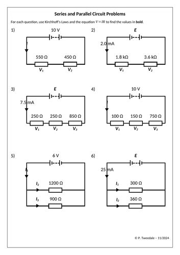 series and parallel circuit practice teaching resources