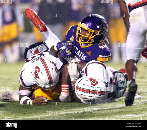 East Carolinas Rahjai Harris 47 Runs The Ball Against Gardner Webbs Josiah Wright 30 And