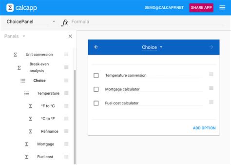 Calcapp — Feature The Panels Sidebar
