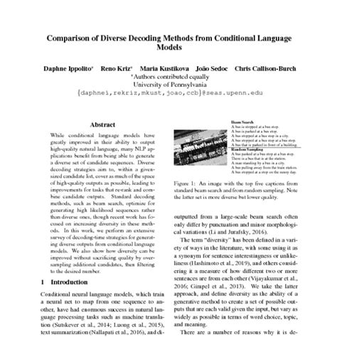Comparison Of Diverse Decoding Methods From Conditional Language Models Acl Anthology