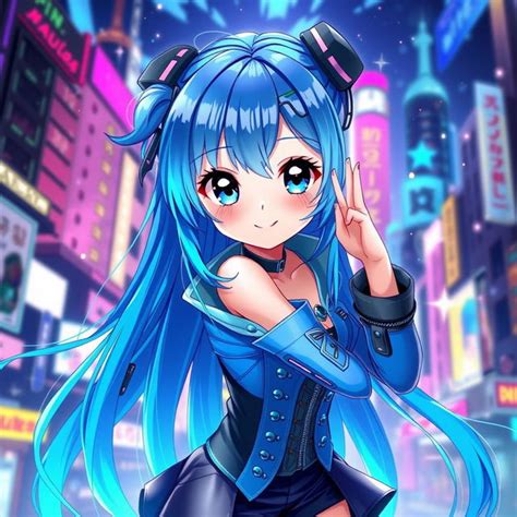 Dive Into A Colorful World With A Blue Haired Anime Girl
