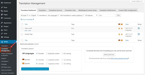 Translation Management Features WPML