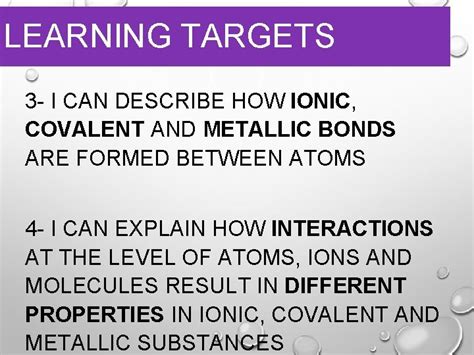 IONIC COVALENT AND METALLIC BONDING DAY METALLIC