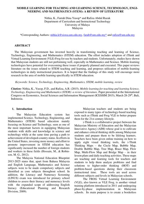 Pdf Mobile Learning For Teaching And Learning Science Technology