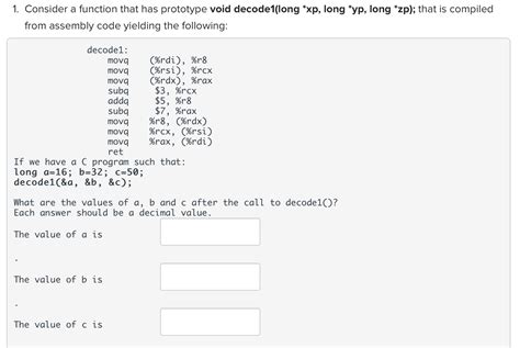 Solved 1 Consider A Function That Has Prototype Void