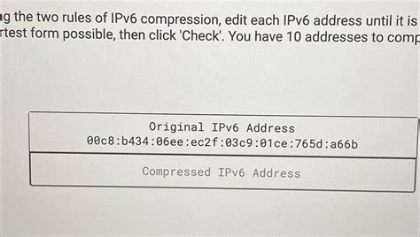 Solved G The Two Rules Of IPv6 Compression Edit Each IPv6 Chegg Com