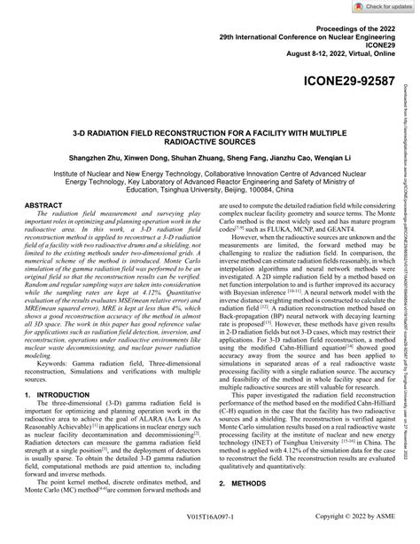 Pdf 3 D Radiation Field Reconstruction For A Facility With Multiple Radioactive Sources