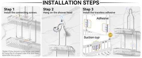 Yasonic Never Rust Shower Caddy Hanging Aluminum Shower