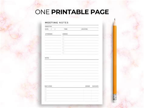 Printable Pdf Meeting Notes Template With Action Items Meeting Minutes